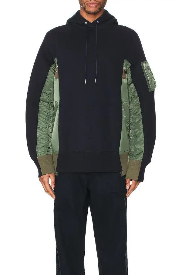 Sacai Sponge Sweat X Ma-1 Hoodie - Navy & Khaki | Editorialist